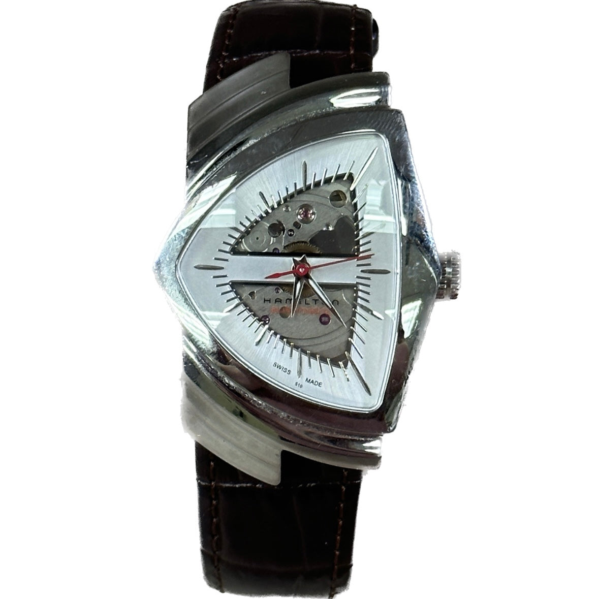 Hamilton American Ventura Automatic Shield Shaped Watch - Brown Leather ...