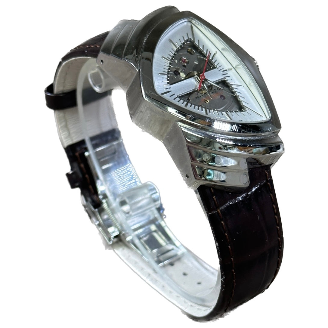 Hamilton American Ventura Automatic Shield Shaped Watch - Brown Leather ...