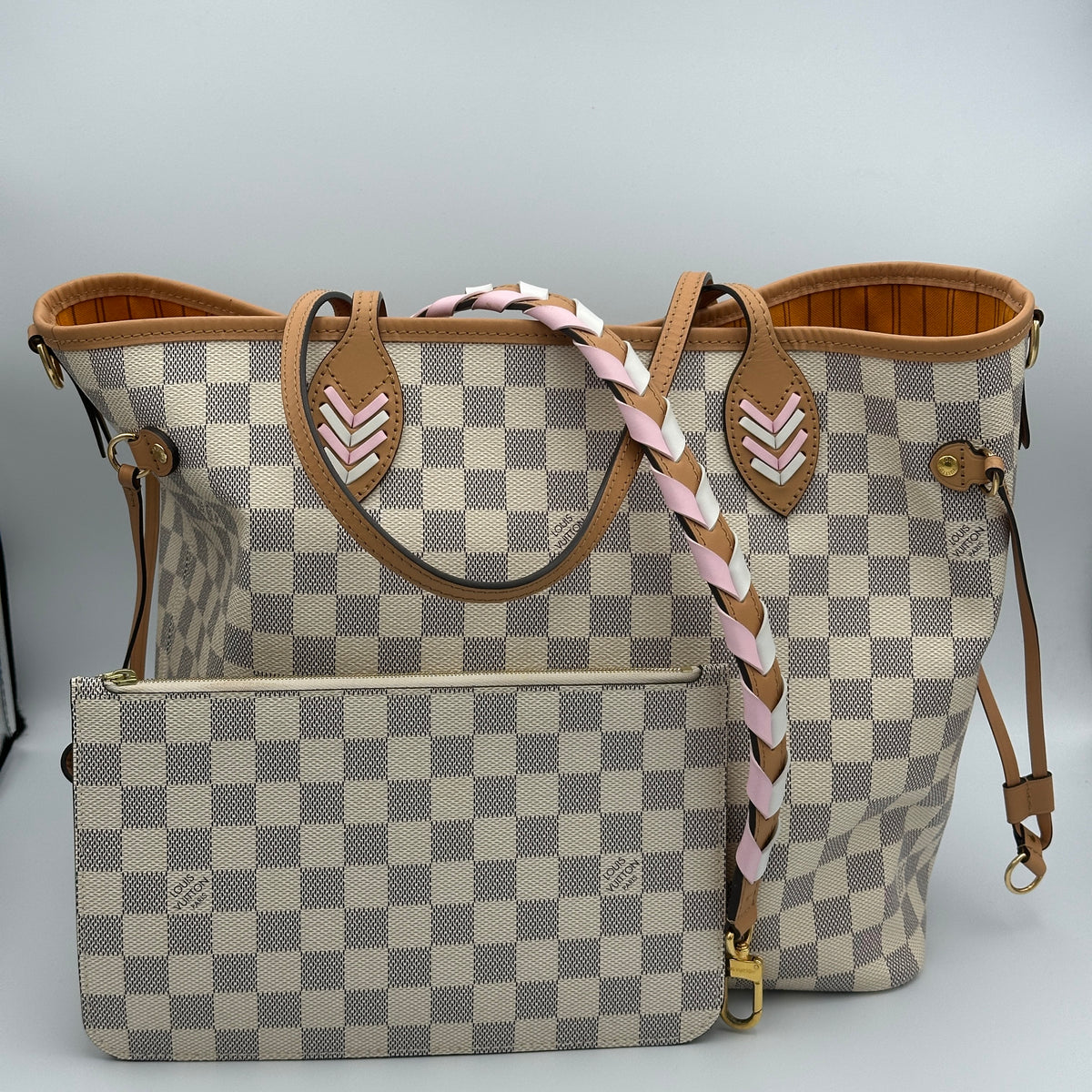 Louis Vuitton Neverfull MM Damier Azur - Braided - Orange