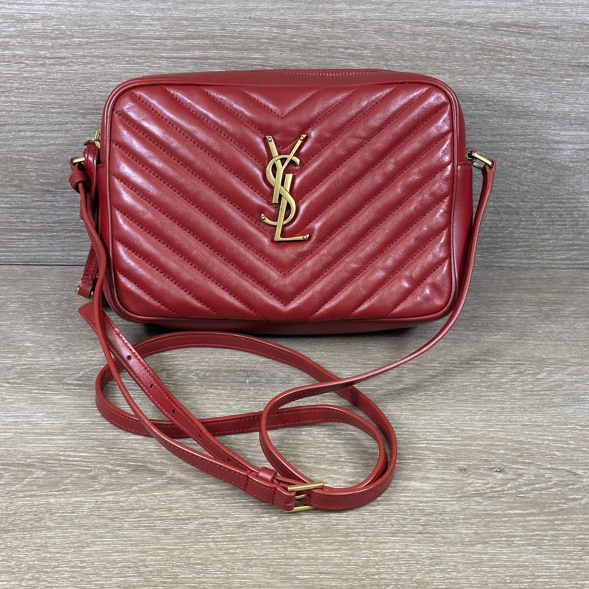 Saint Laurent Lou Medium YSL Camera Bag - Rouge Opium | Chicago Pawners ...