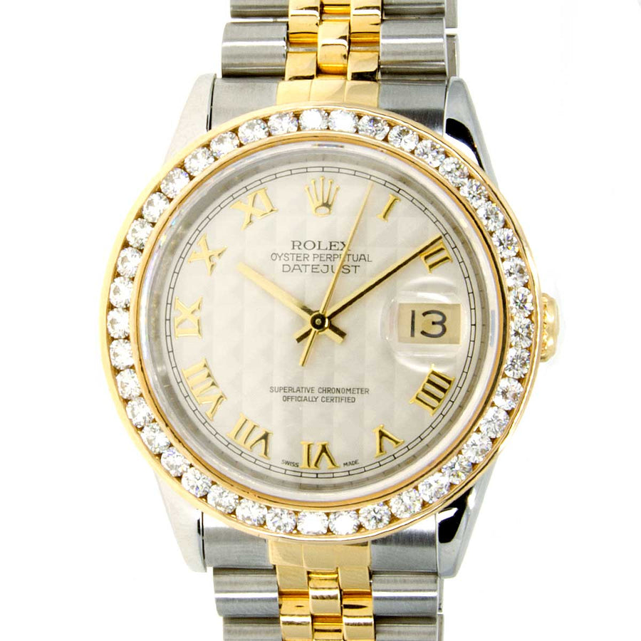 Rolex Datejust SS/18K Pyramid Roman Dial with Diamond Bezel – Chicago ...