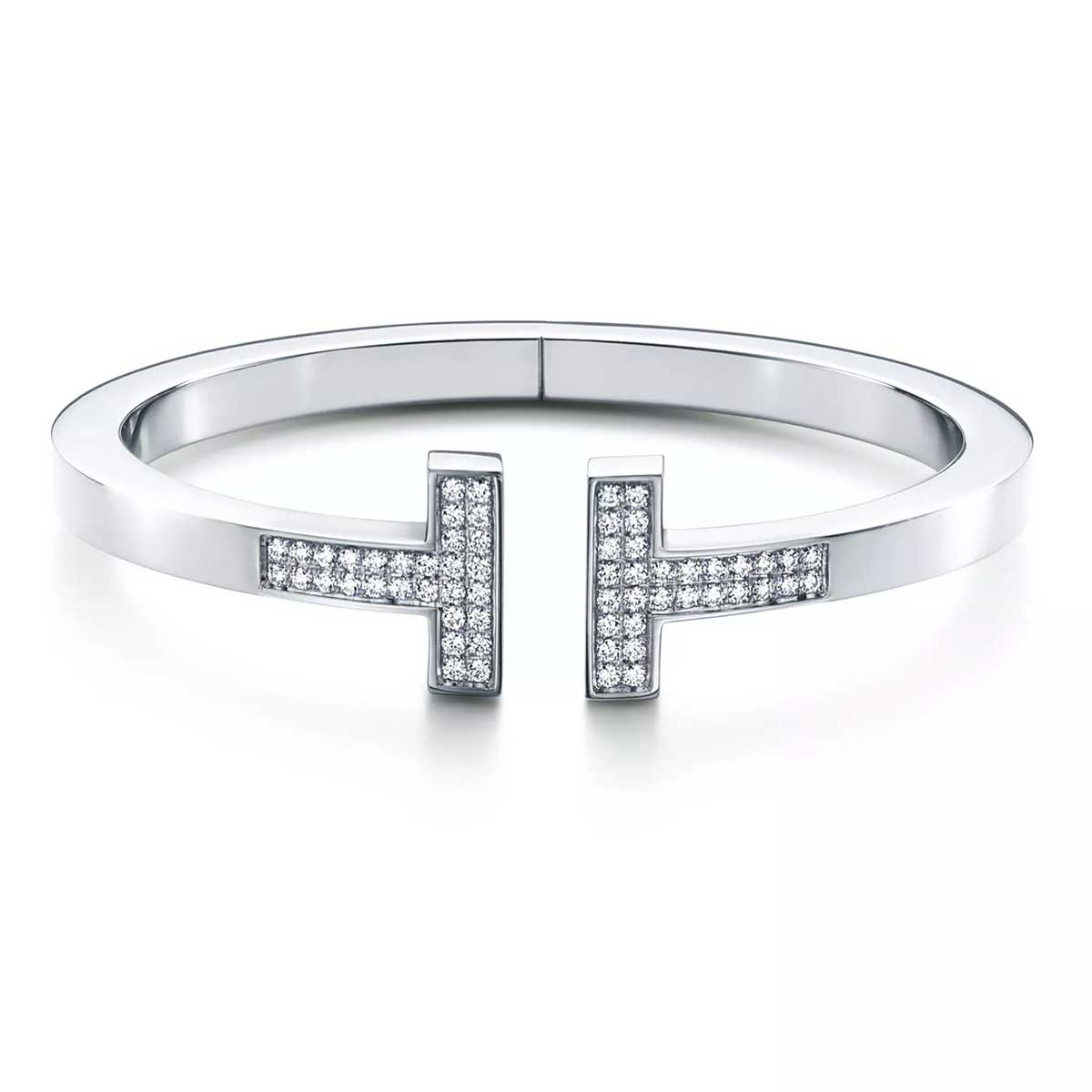 Tiffany & Co. T Pavé Diamond Square Bracelet in White Gold | Chicago ...