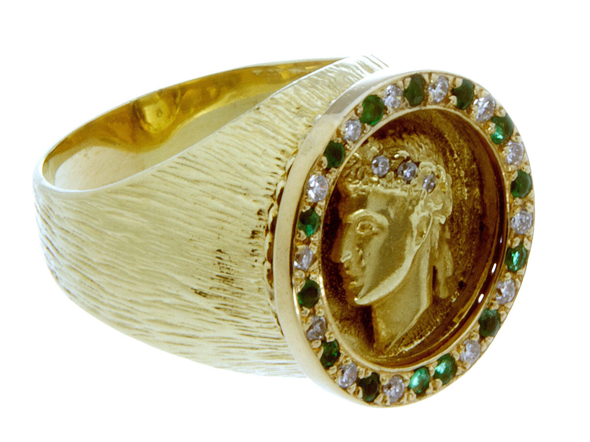 1960s Emerald & Diamond Caesar Ring | Chicago Pawners & Jewelers
