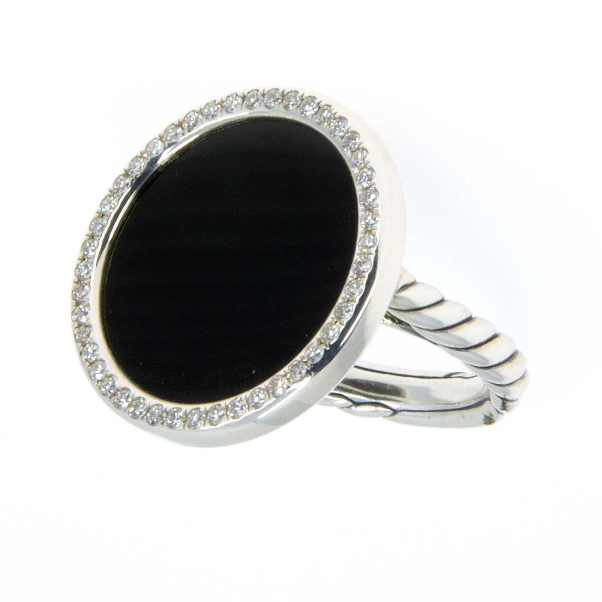 David Yurman Elements Ring with Black Onyx and Diamonds